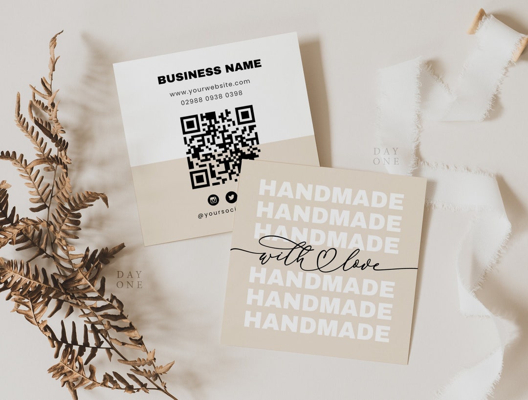 Printable Small Business Card QR Code Template Canva, Made With Love ...