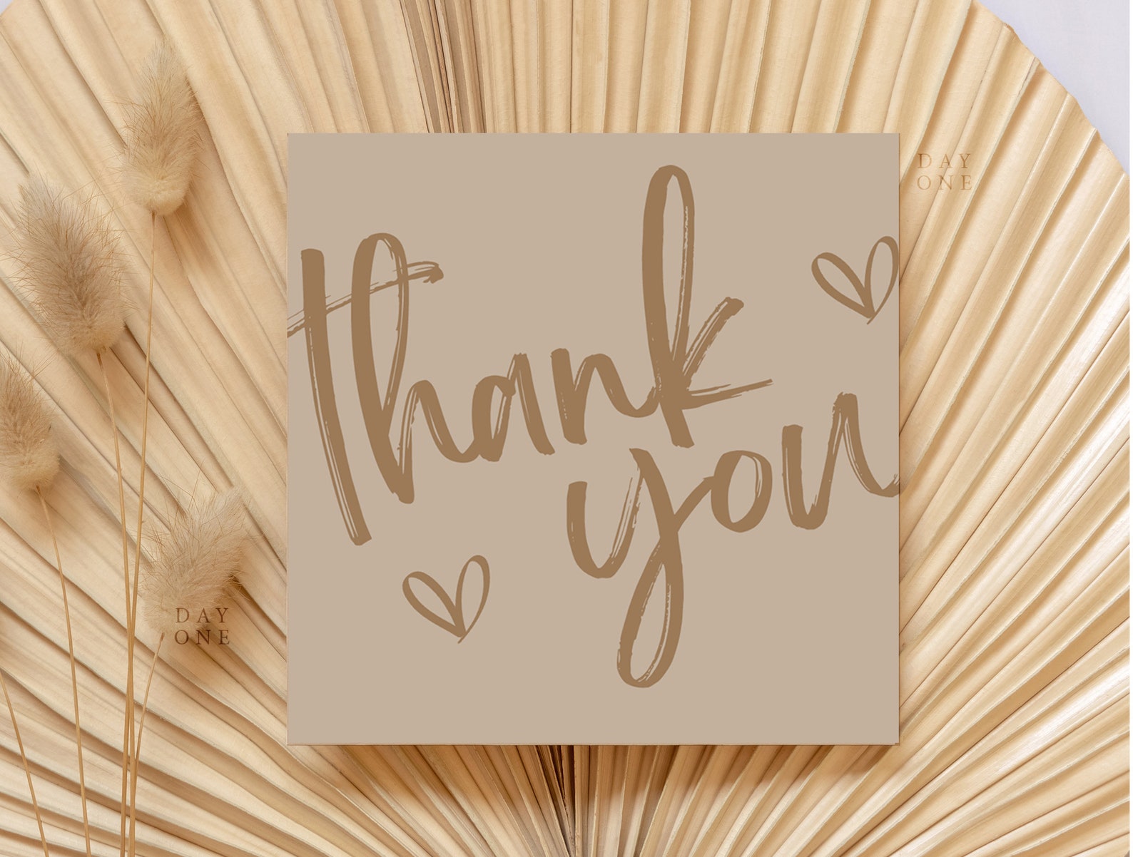 Small Business Boho Thank You Card Square, Editable Mini Thanks for ...