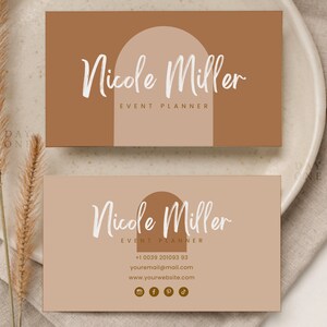 Editable Boho Business Card Canva Template, Printable Terracotta ...