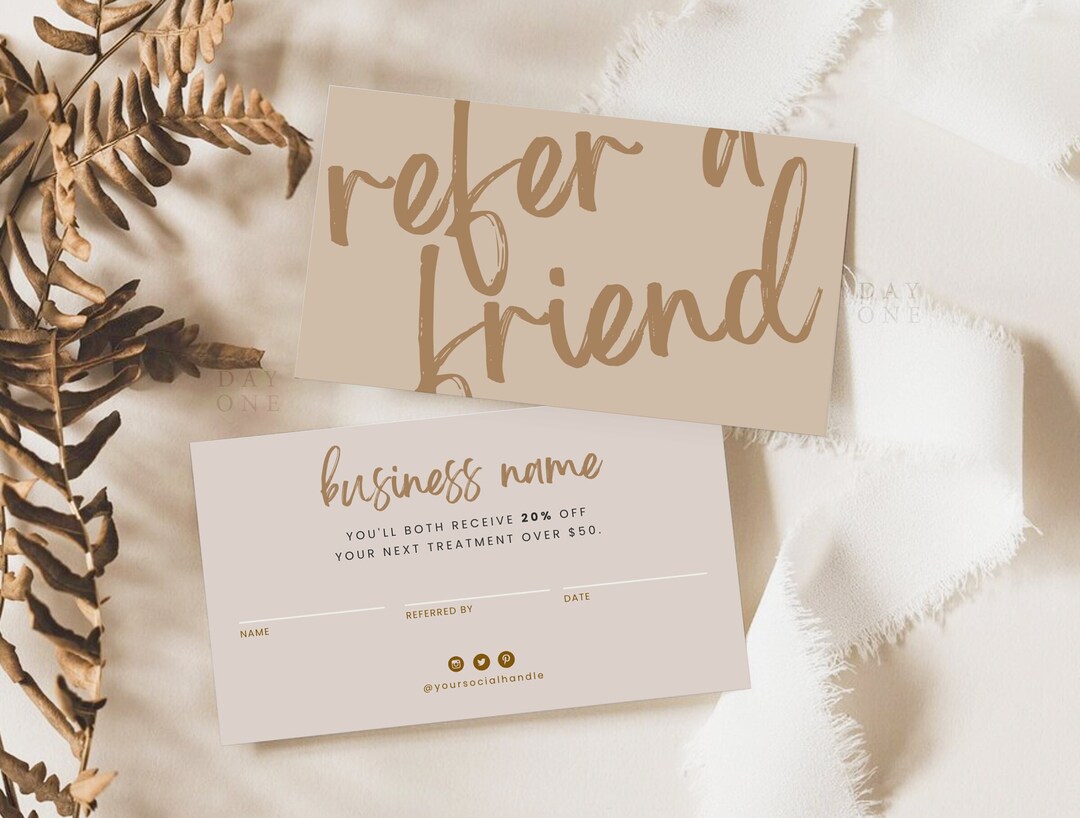 Editable Customer Loyalty Reward Card, Printable Referral Card Template ...