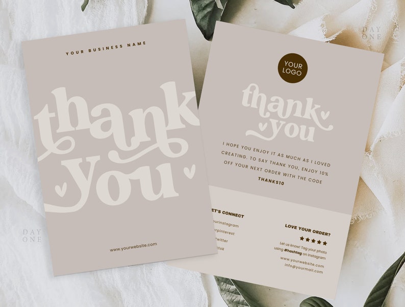 Printable Business Thank You Card, Cute Etsy Boutique Thanks for Your ...