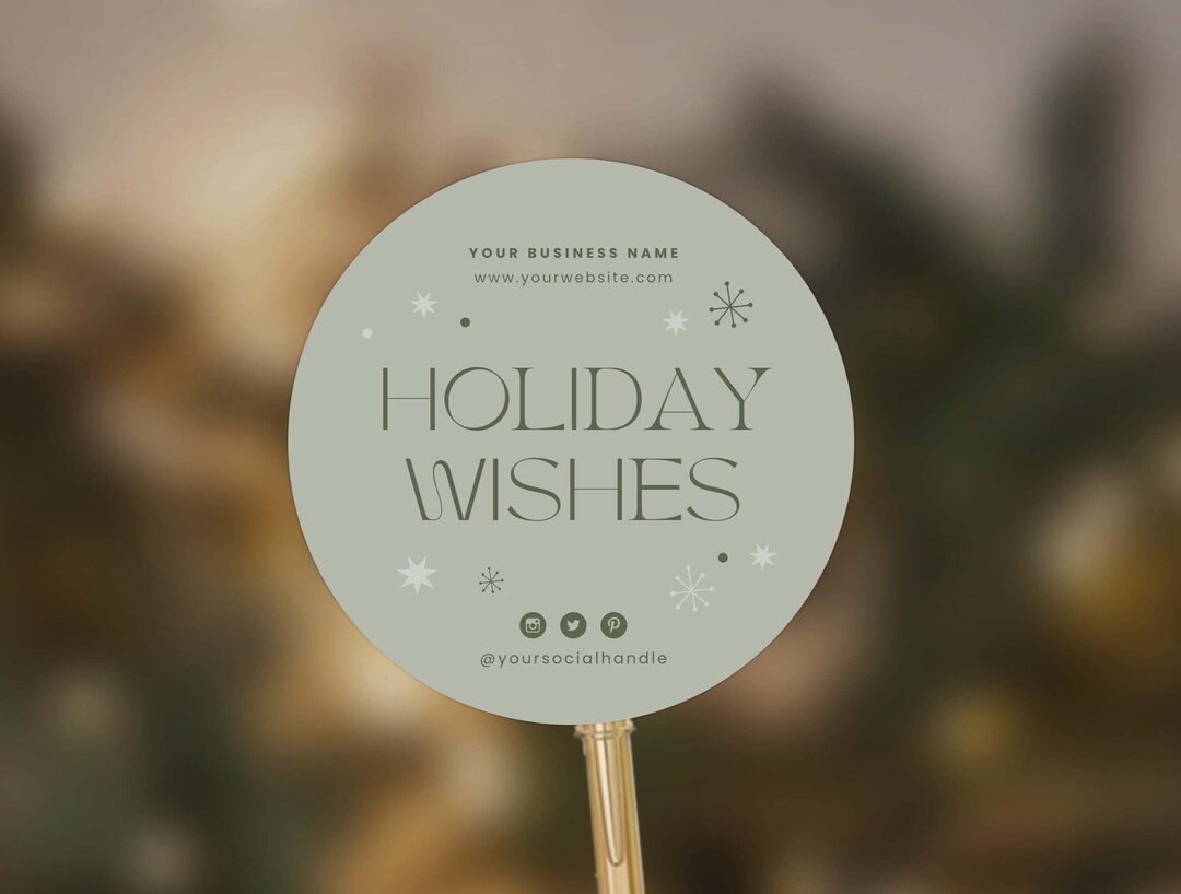 Printable Business Holiday Stickers, Custom Branded Packaging, Editable ...