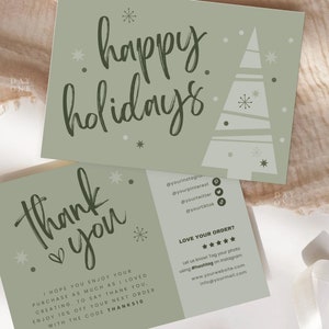 Boho Christmas Business Thank You Canva Template Sage Green Retro ...