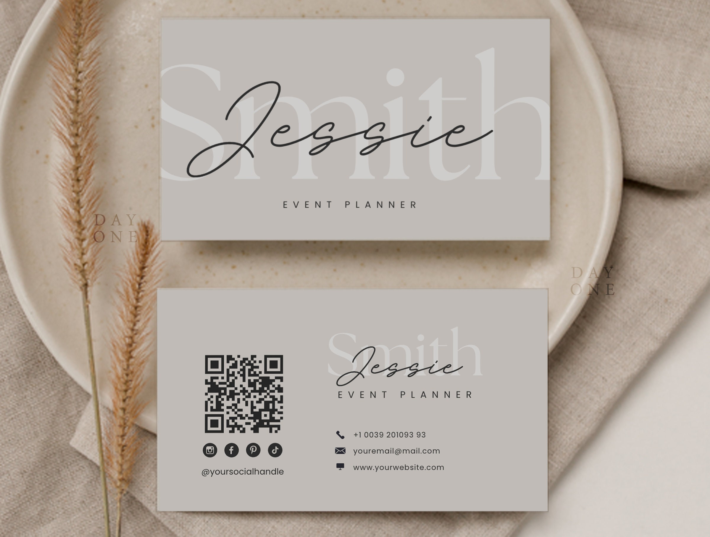Printable Business Card Template Canva, Digital Small Business Card ...