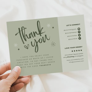 Boho Christmas Business Thank You Canva Template Sage Green Retro ...