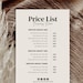 DIY Printable Price List Template Editable Price Sheet - Etsy