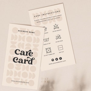Custom Care Instructions, Printable Boho Care Card Design, Canva ...