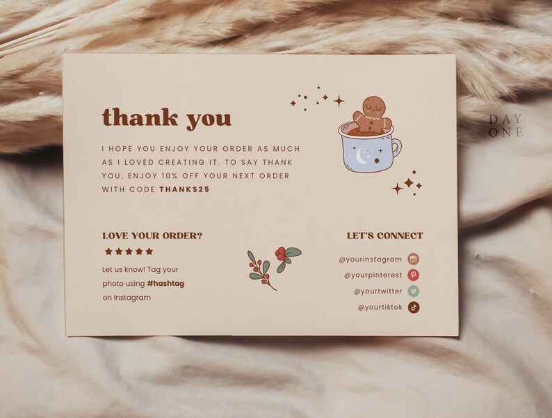 Groovy Christmas Thank You Card, Editable Business Thank You Template ...