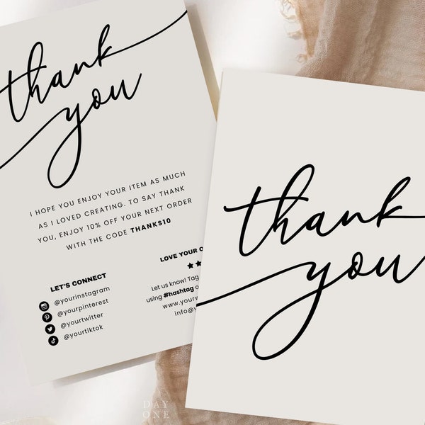 Vertical Thank You Card - Etsy