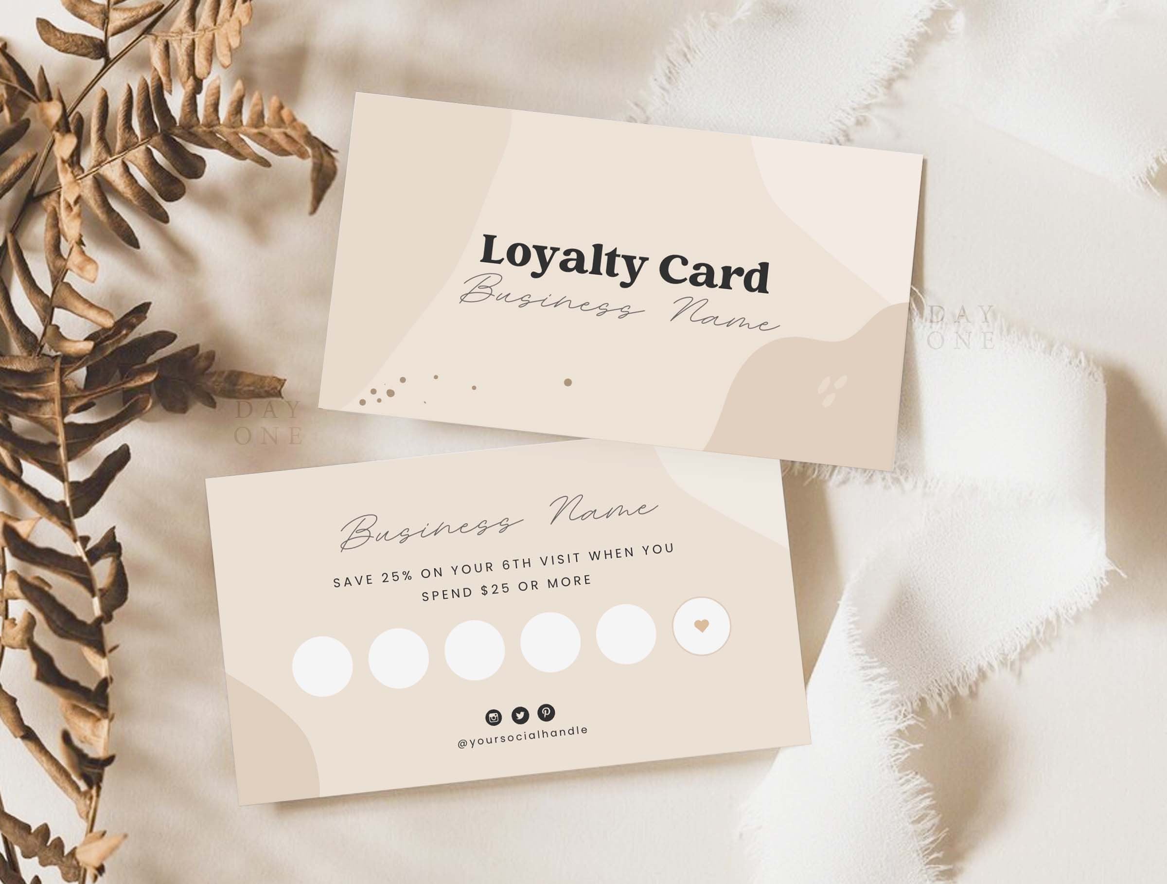Printable Customer Loyalty Card Design Canva Template Boho - Etsy