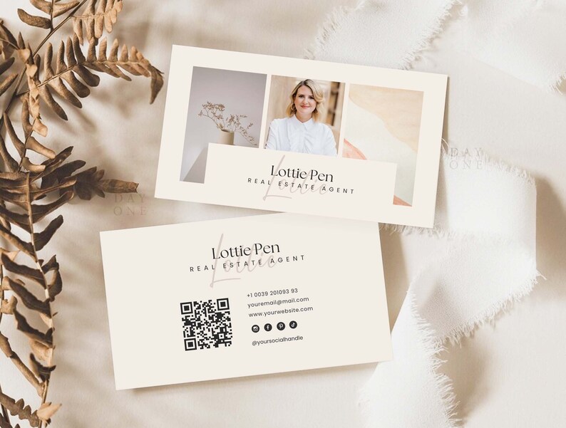 Editable Boho Business Card QR Code Realtor Business Card - Etsy