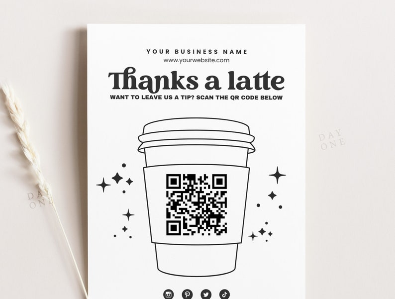 Virtual Tip Venmo Sign Template Canva, Small Business Thanks a Latte ...