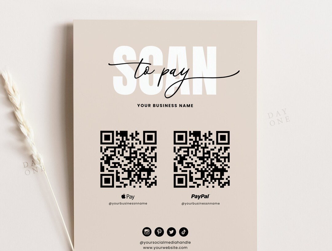 Printable Small Business QR Code Sign Custom, Scan to Pay Payment ...