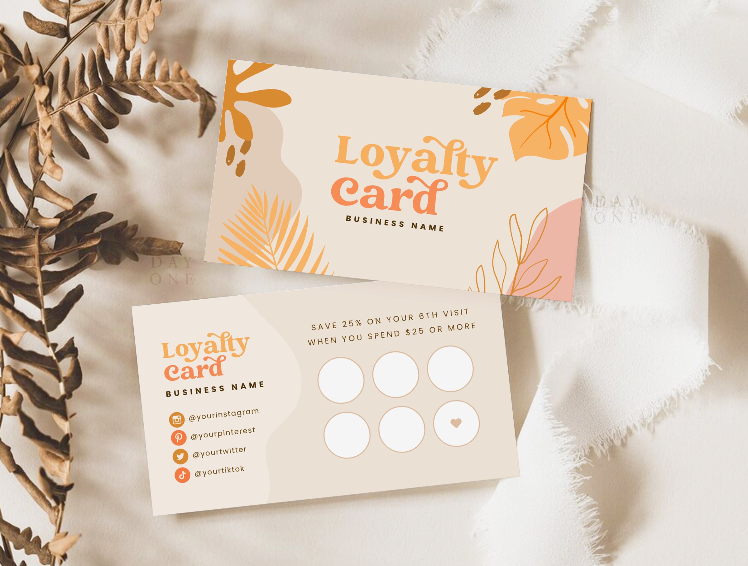 Printable Business Loyalty Card Boho Loyalty Punch Card - Etsy