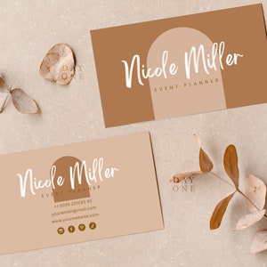 Editable Boho Business Card Canva Template, Printable Terracotta ...
