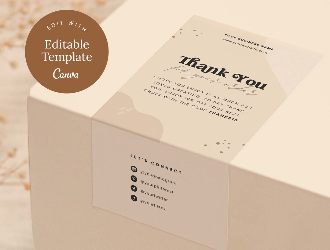 Printable Business Thank You Stickers, Editable Box Seal Sticker Label ...