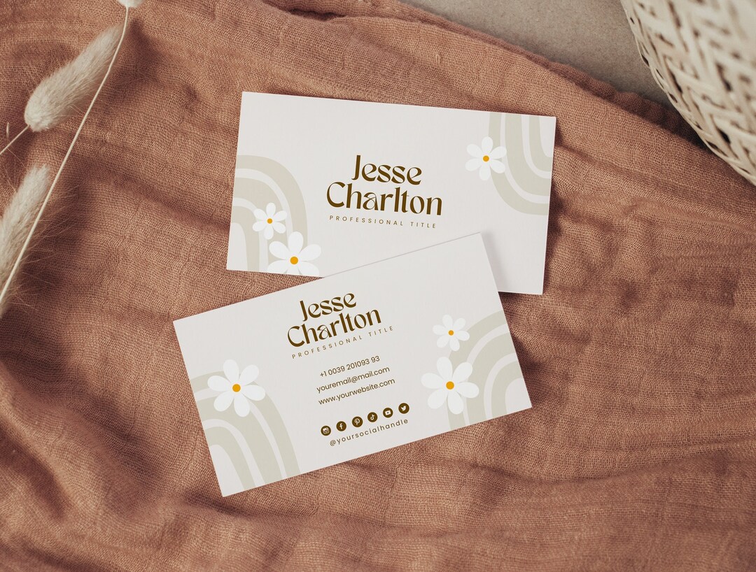 Retro Business Cards for Small Business Owner, Beige Aesthetic DIY ...