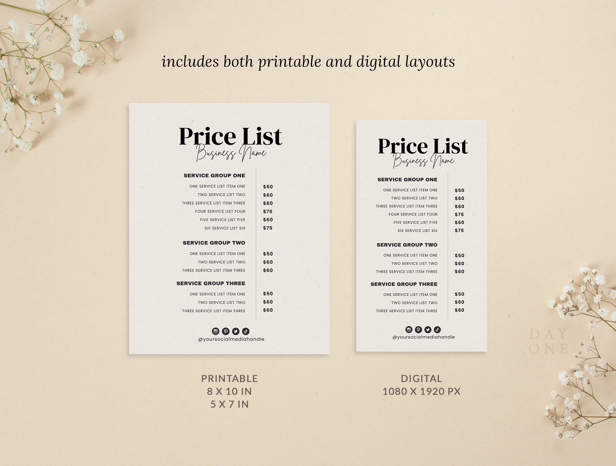 DIY Printable Price List Template Editable Price Sheet - Etsy