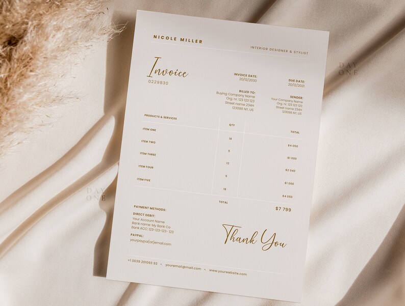 Editable Business Branding Kit, Canva Invoice Template, Boho Business ...