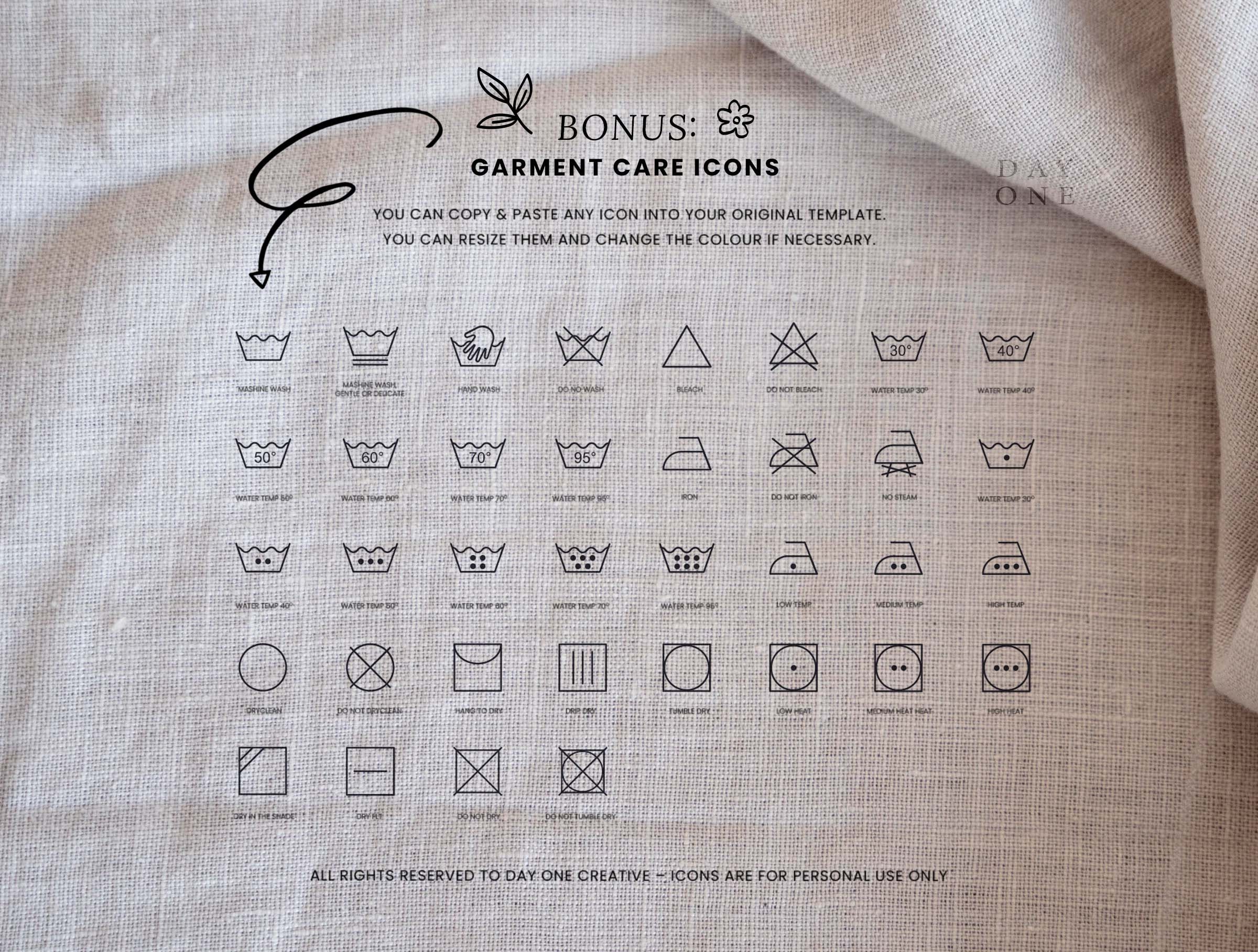 Custom Wash Care Card Template Printable Garment Care - Etsy