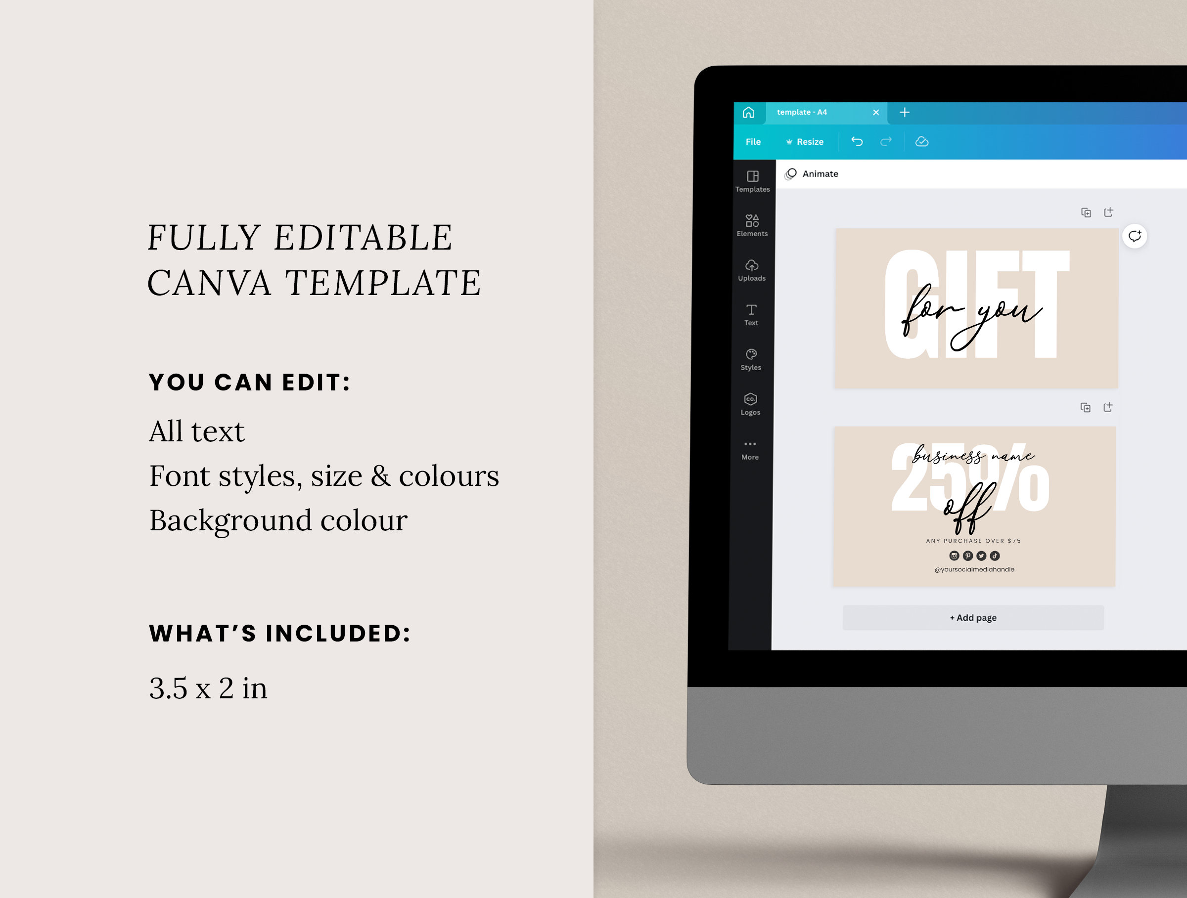 Printable Coupon Card Template Boho Business Coupon Canva - Etsy