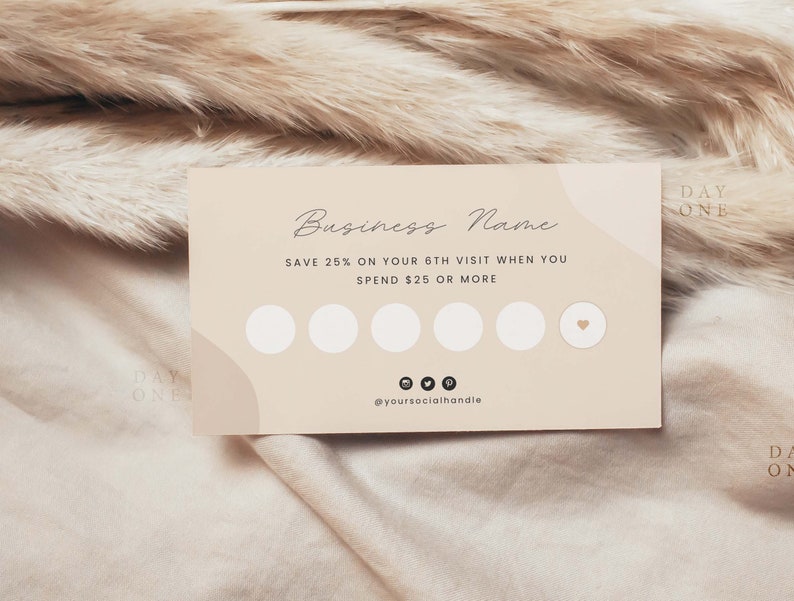 Printable Customer Loyalty Card Design Canva Template Boho - Etsy
