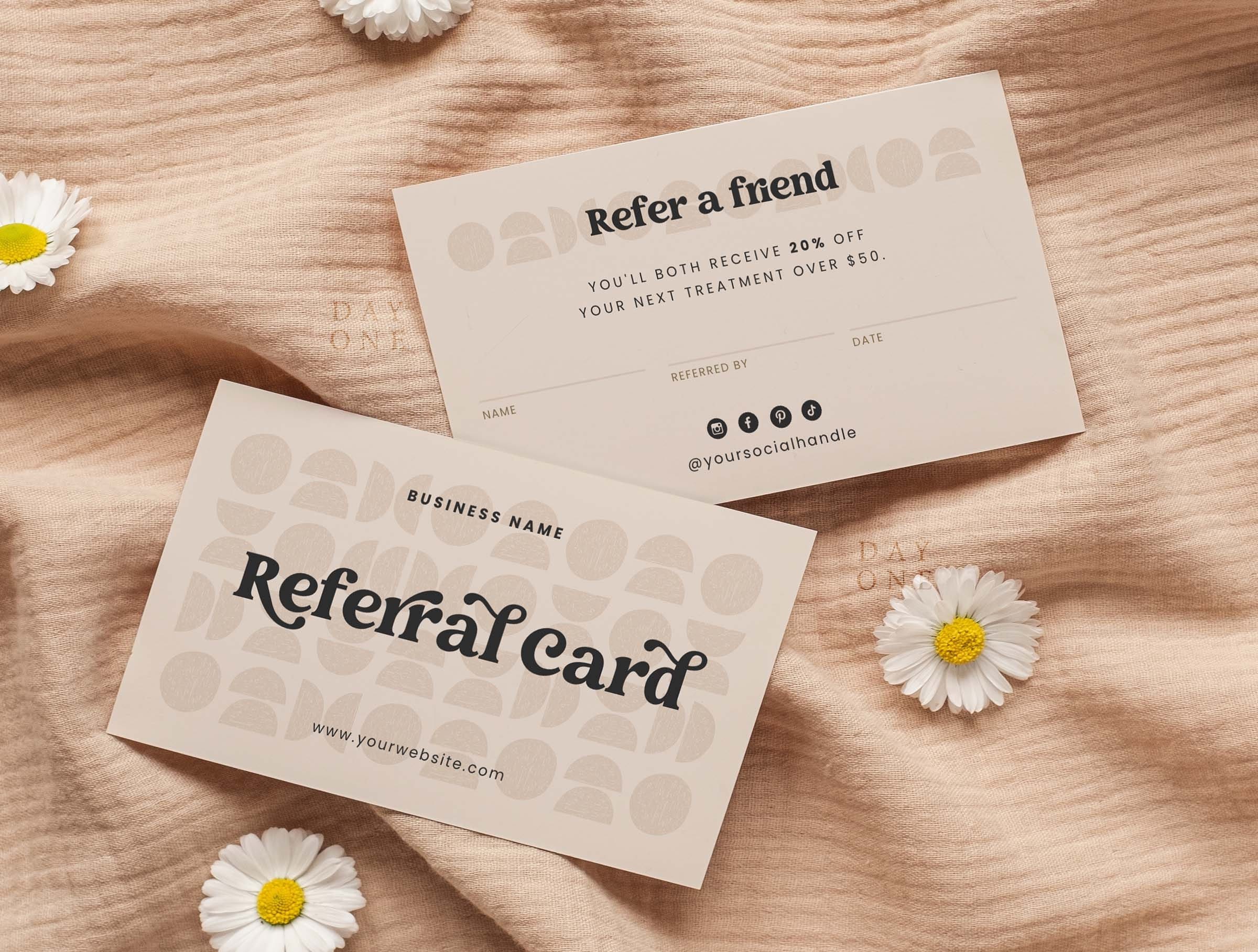 Boho Refer a Friend Card Template Chic Feminine Small - Etsy