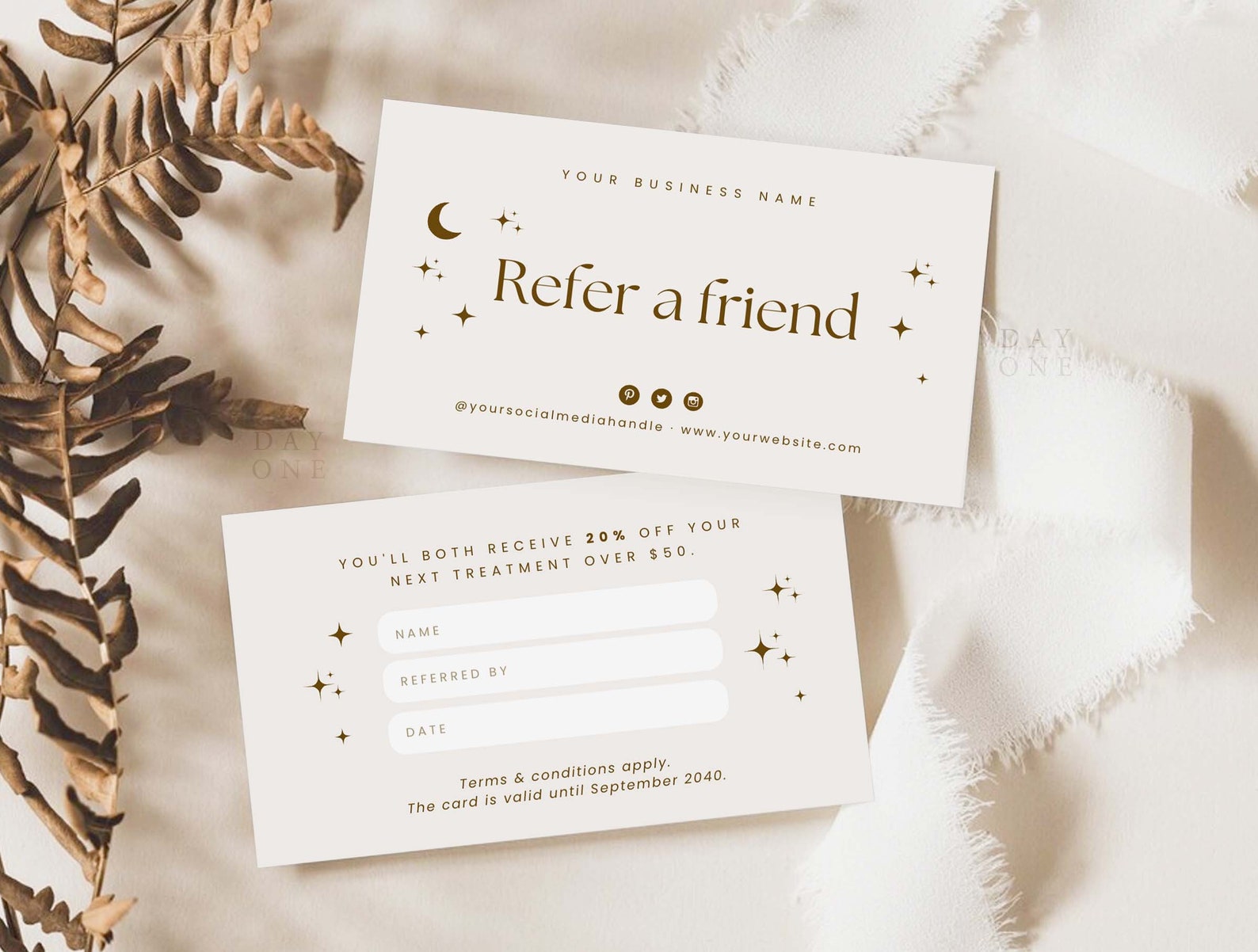 Printable Referral Card Template Editable Customer Loyalty - Etsy