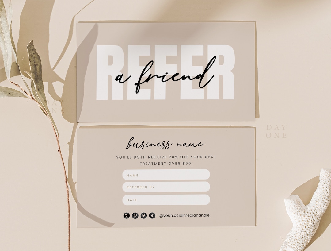 Printable Referral Card Template, Editable Customer Loyalty Reward Card ...