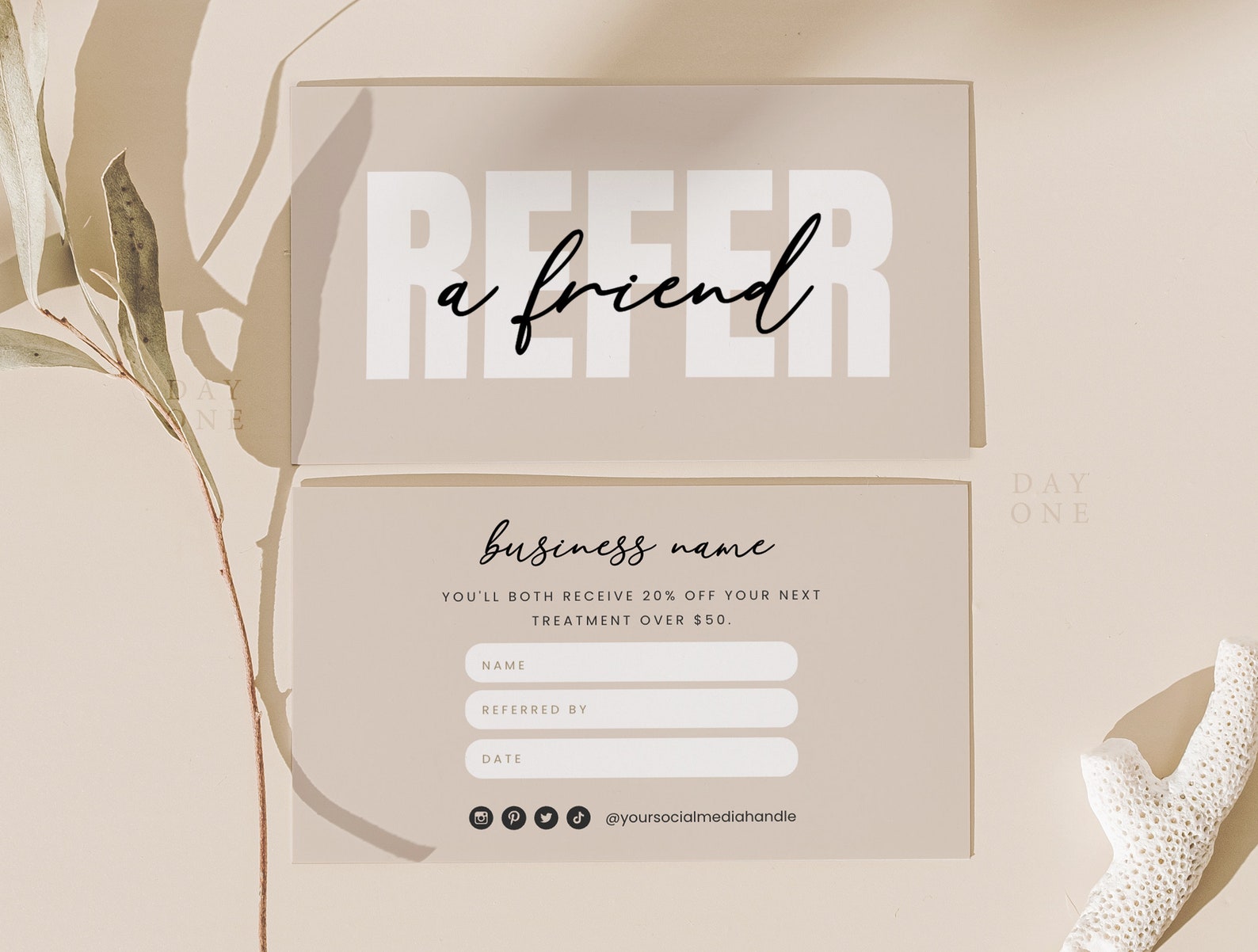 Printable Referral Card Template Editable Customer Loyalty - Etsy