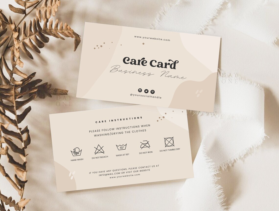Editable Care Instructions Printable Instruction Card for - Etsy