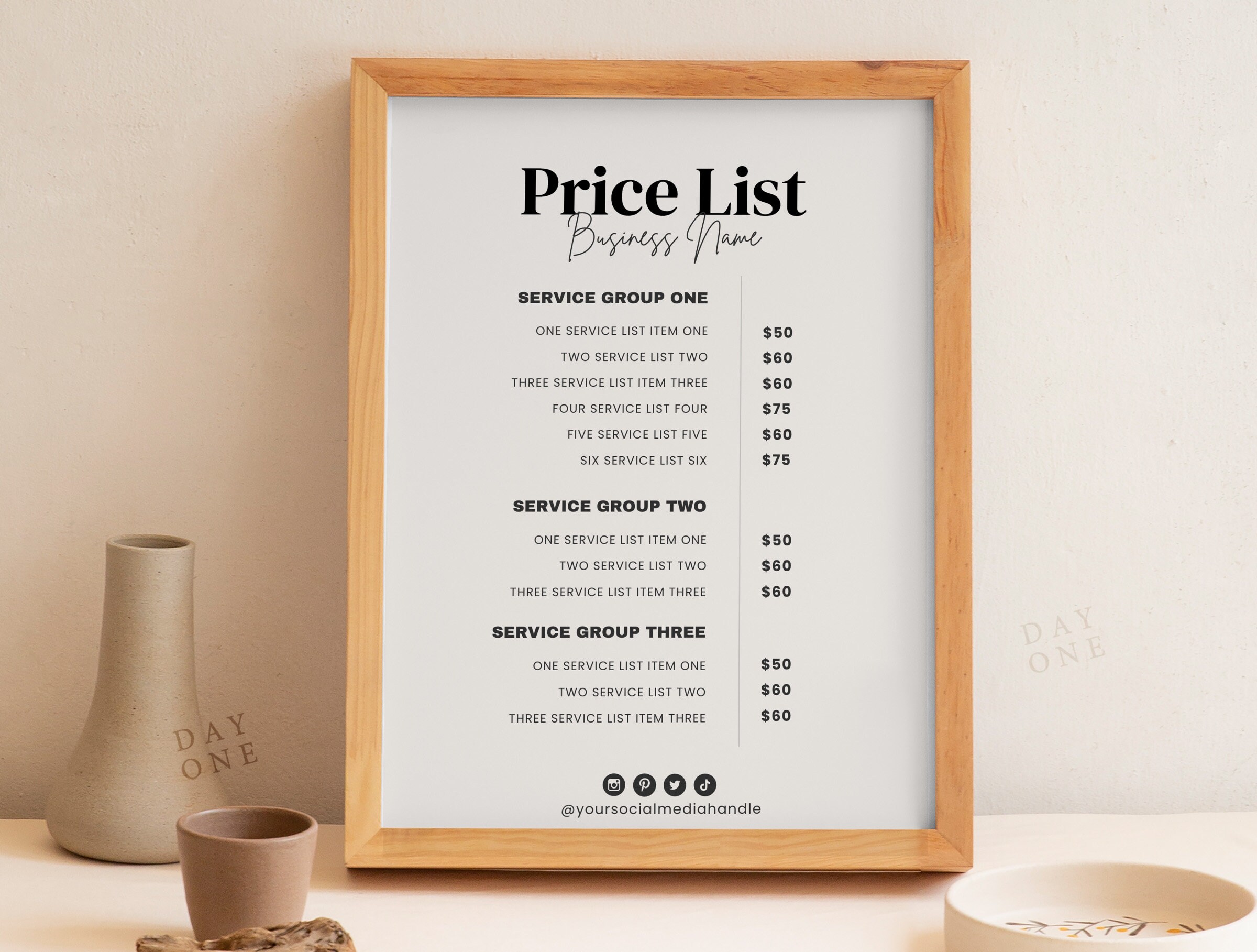 DIY Printable Price List Template, Editable Price Sheet, Electronic ...