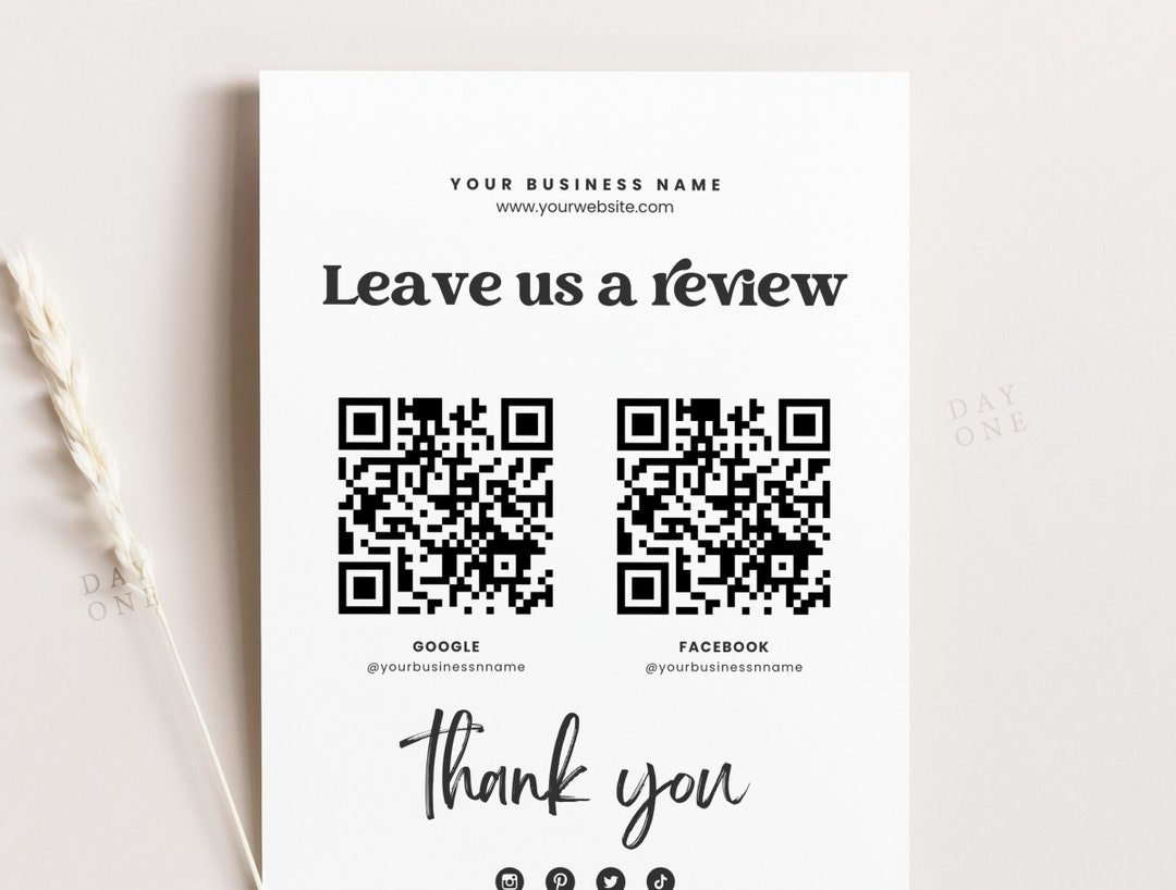 Ask for Review QR Code Sign Template, Google Review Sign, Facebook ...