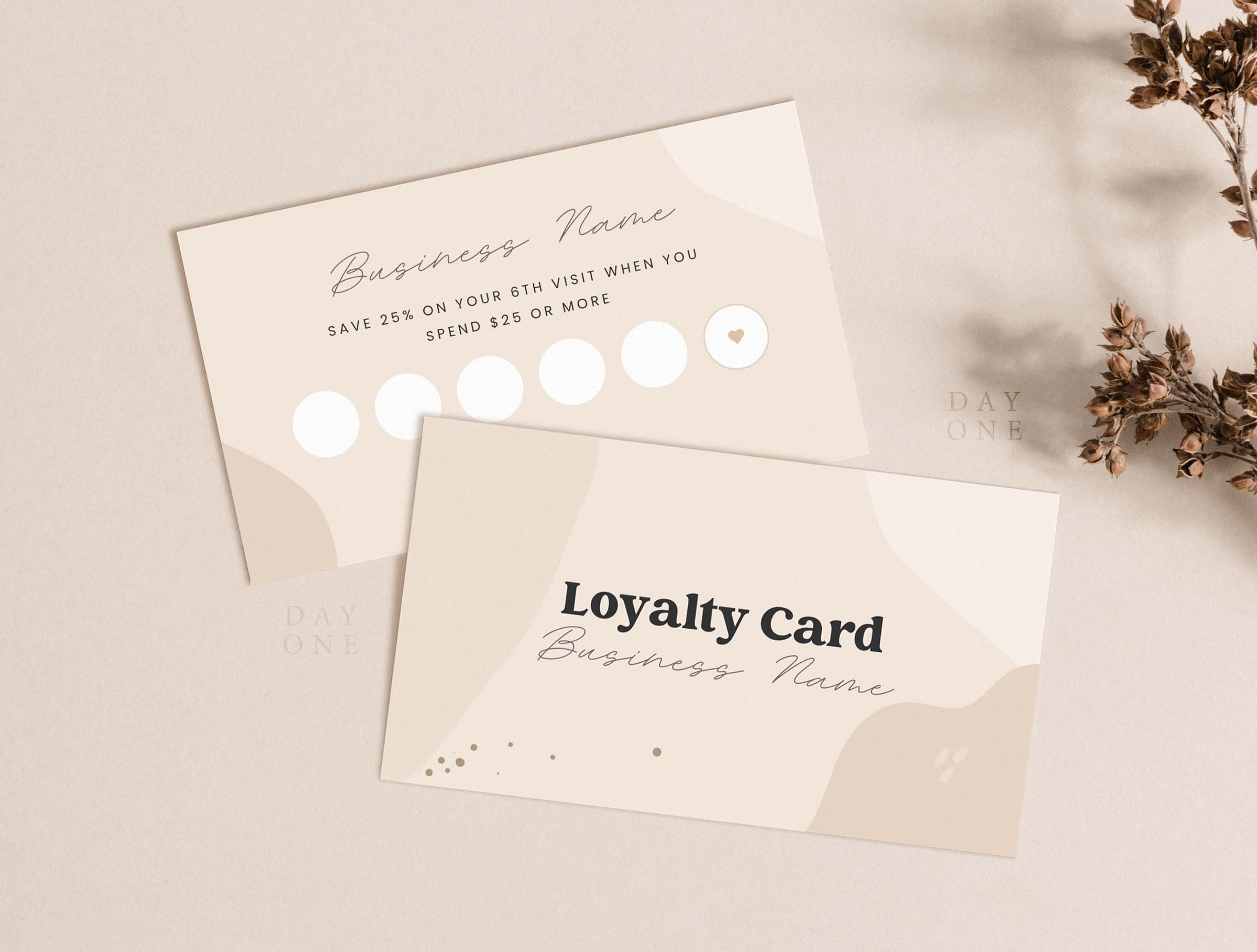 Printable Customer Loyalty Card Design, Canva Template, Boho Reward ...