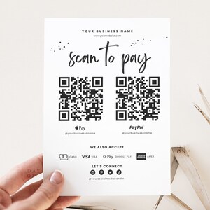 Editable Scan to Pay Payment Method Sign, Small Business Sign ...