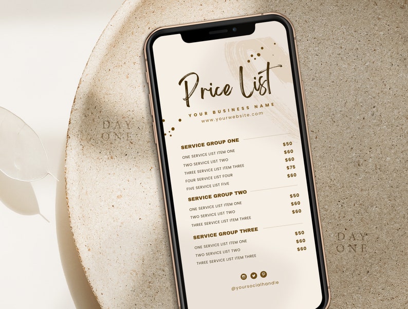 Editable Digital Price List Template Canva Boho Service - Etsy