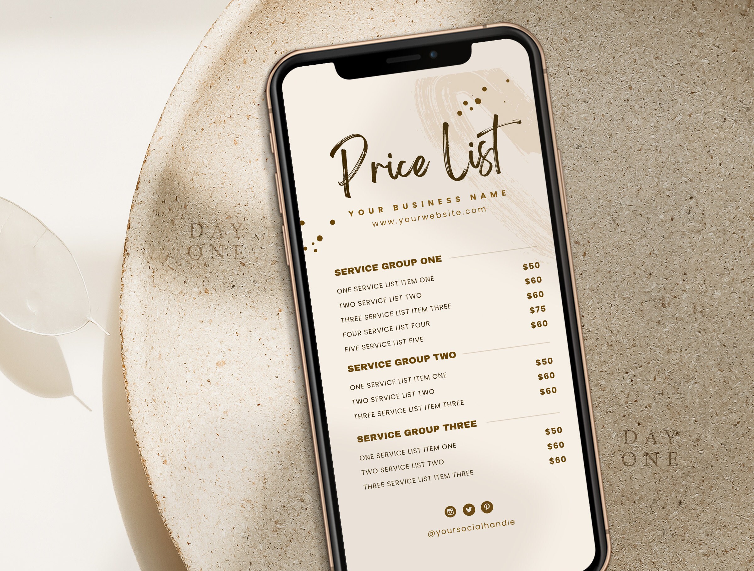 Editable Digital Price List Template Canva Boho Service - Etsy