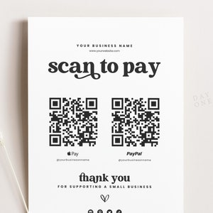 Printable Scan to Pay Payment Method Sign, Editable Small Business Sign ...