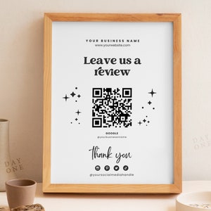 Ask for Review Sign Template for Canva QR Code, Google Facebook ...