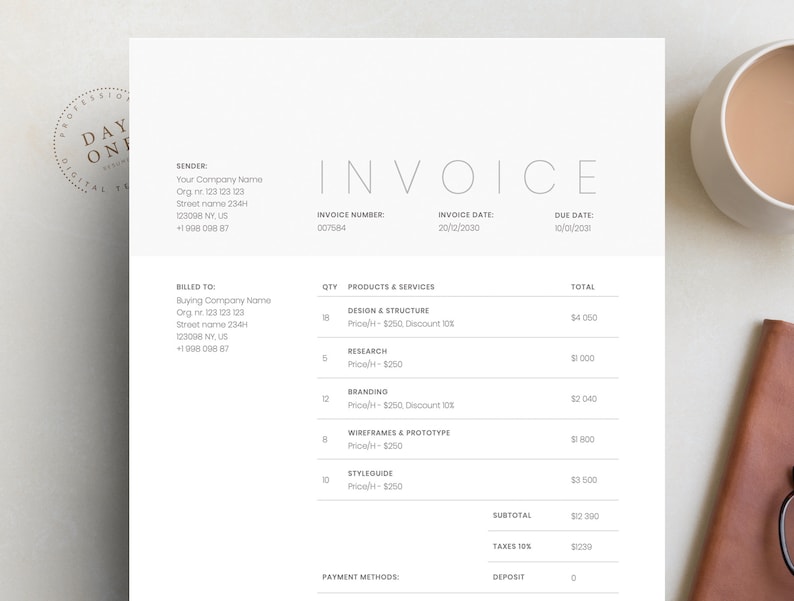 Invoice Form for Events, Business Invoice Download, Custom Order Form ...