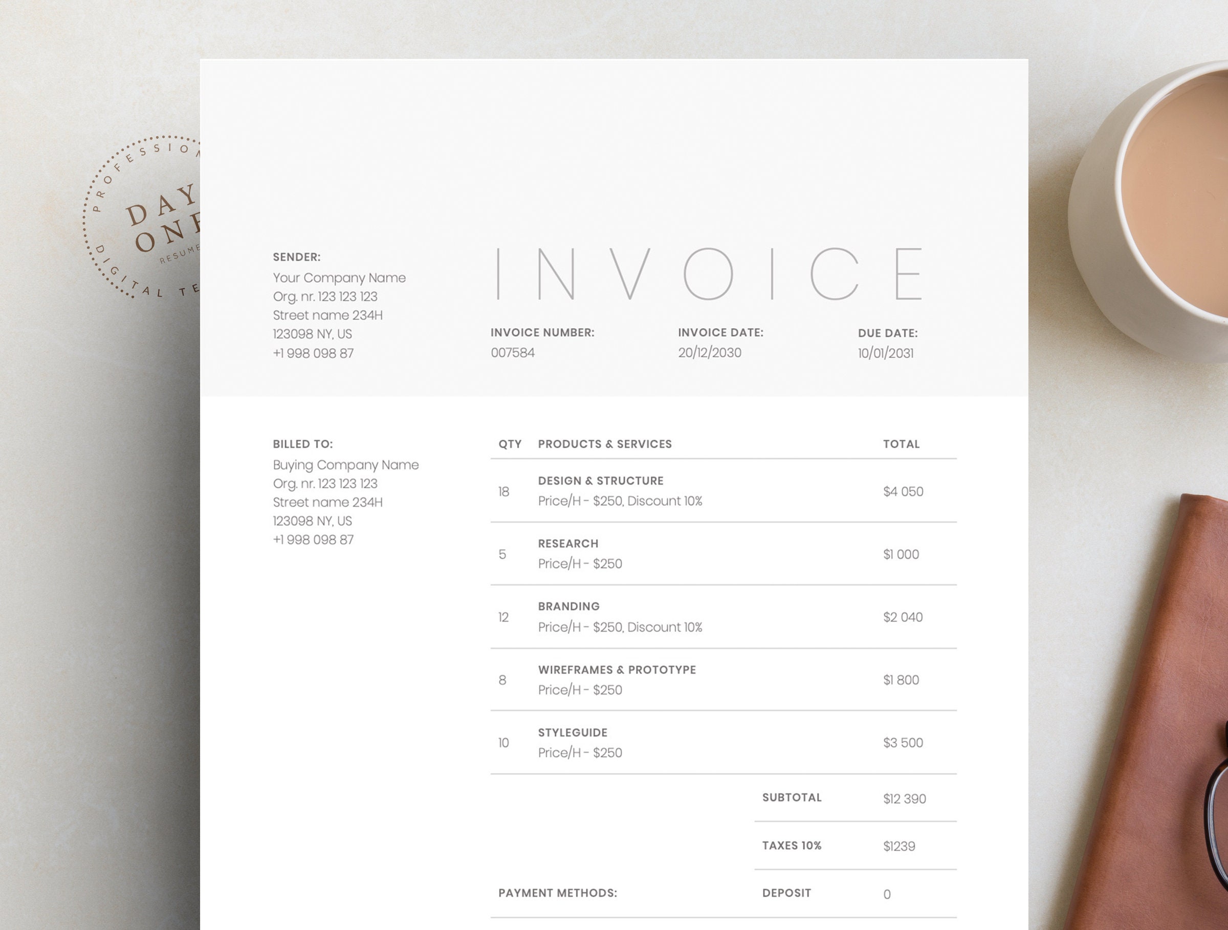 Invoice Form for Events, Business Invoice Download, Custom Order Form ...
