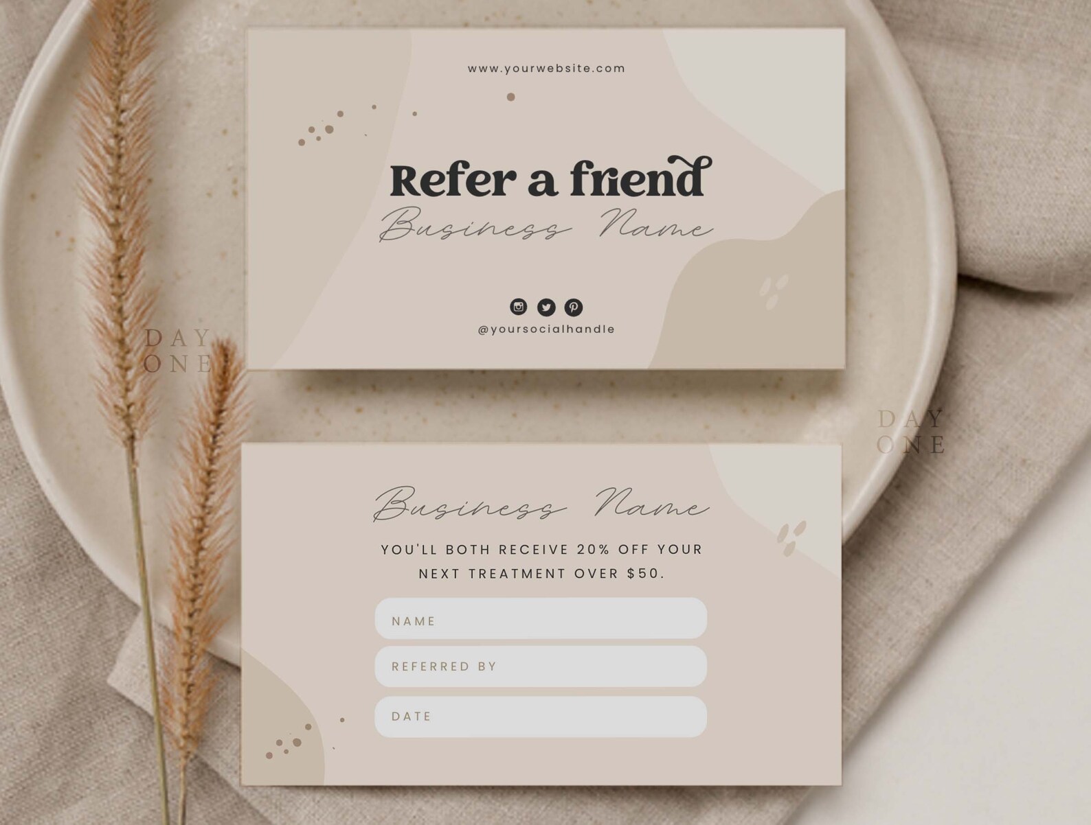 Editable Referral Card Template, Printable Beauty Salon Rewards Card ...
