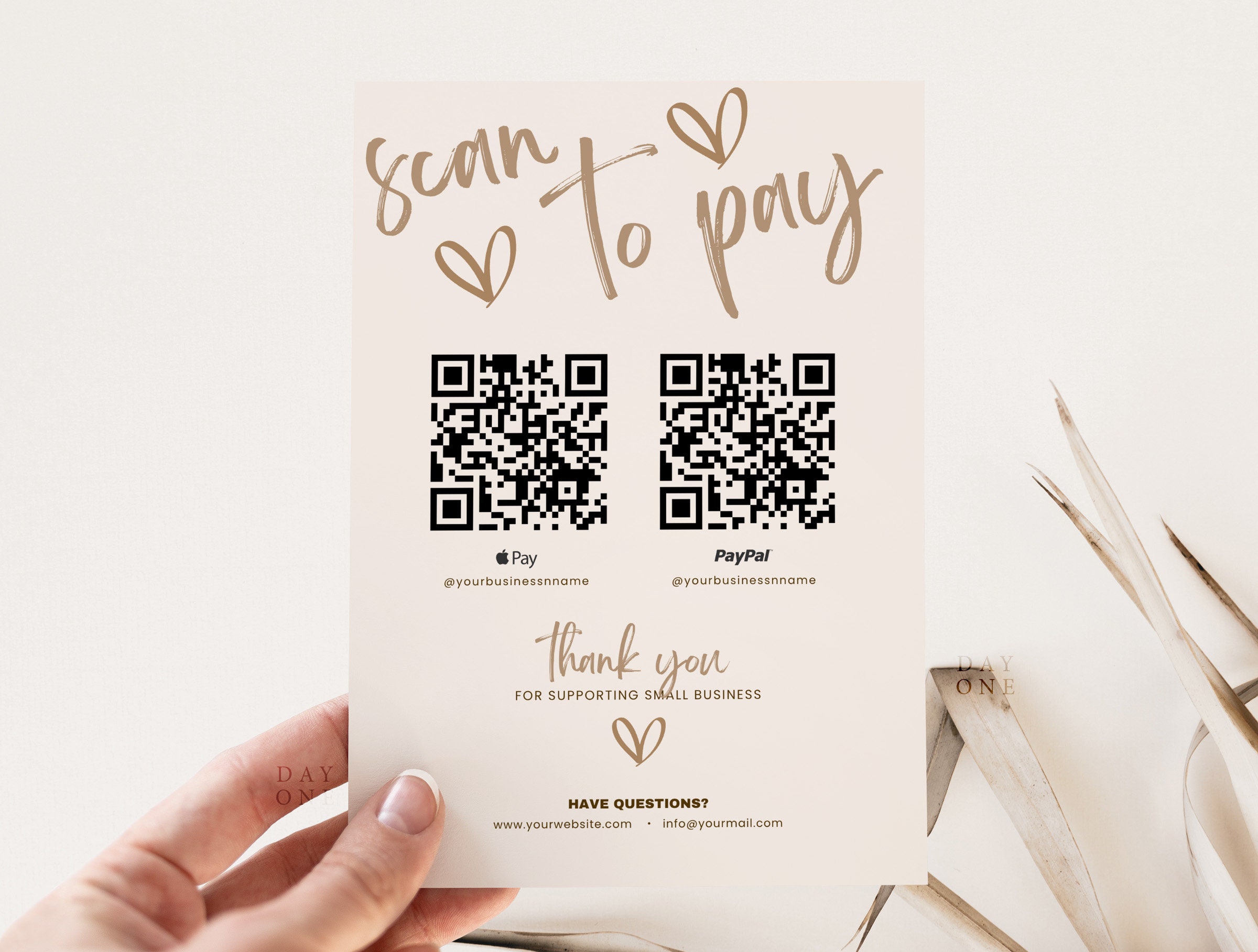 Custom Small Business QR Code Sign, Scan to Pay Payment Method Sign ...