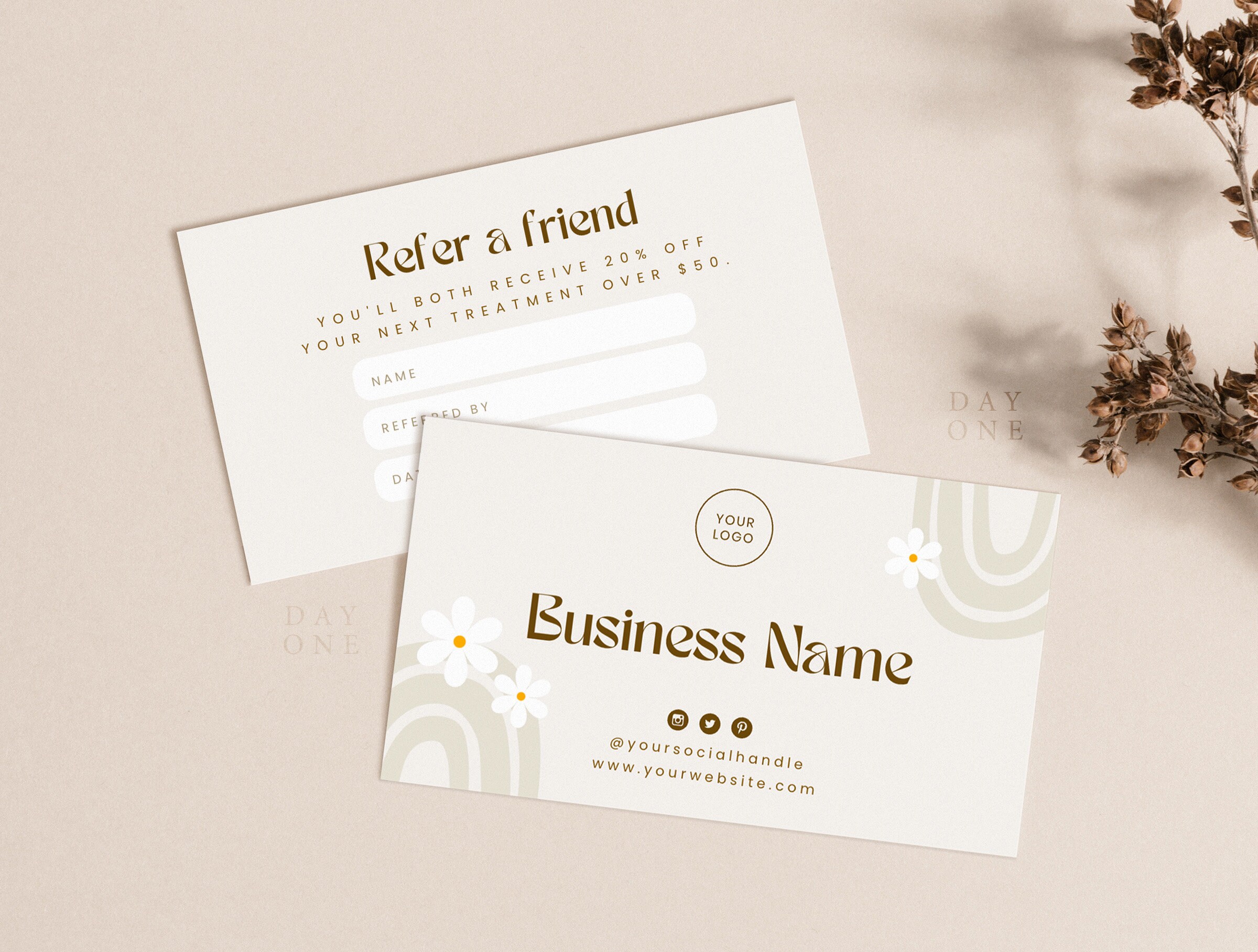 Printable Referral Card Template Canva, Editable Client Referral Card ...