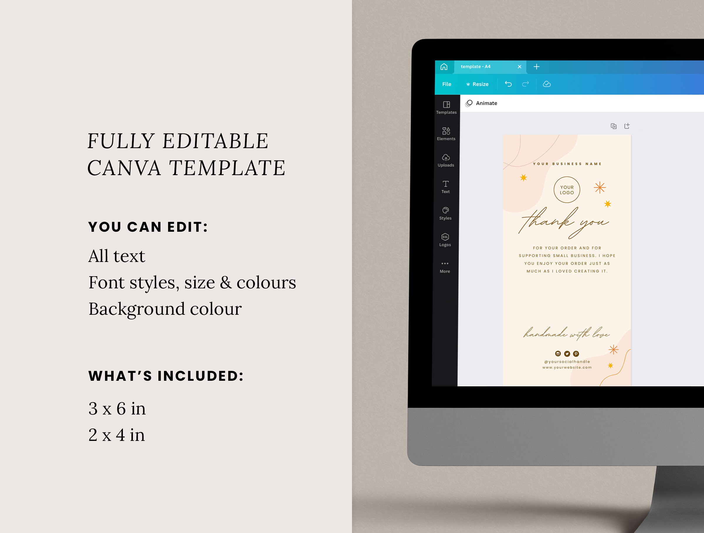 Editable Box Label Template, Custom Boho Packaging Label, Order ...