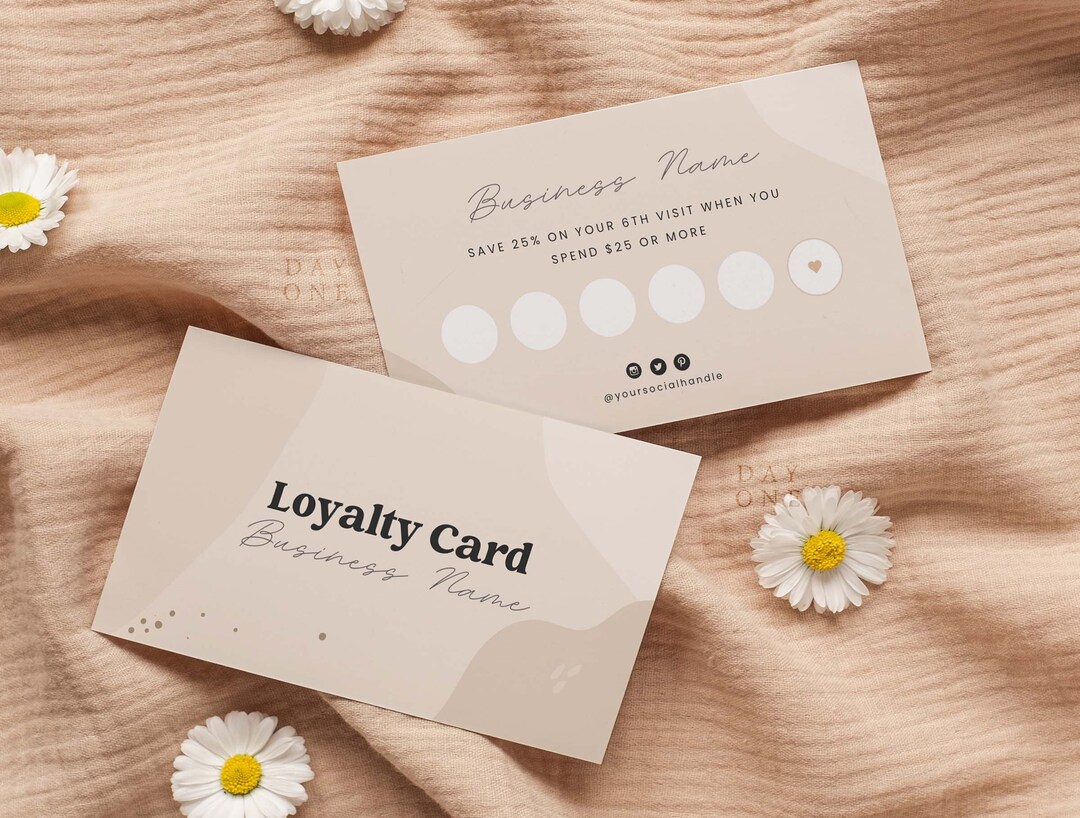 Printable Customer Loyalty Card Design, Canva Template, Boho Reward ...