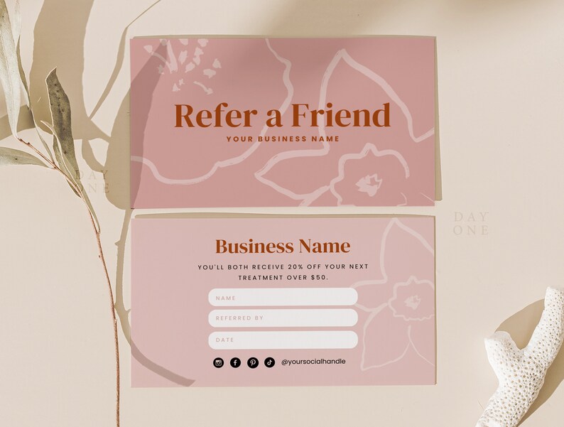 Printable Customer Loyalty Reward Card, Editable Referral Card Template ...