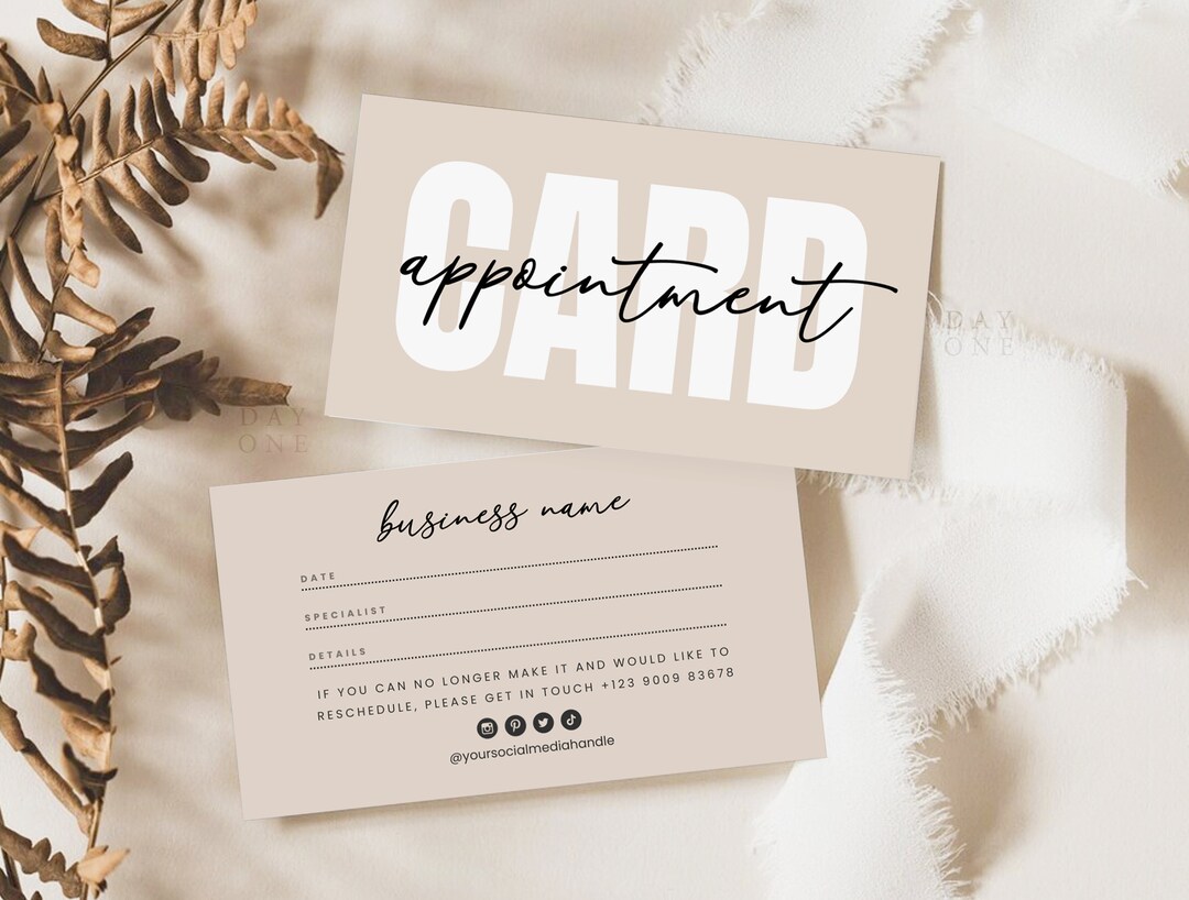Printable Appointment Template Canva, Appointment Reminder Card Design ...