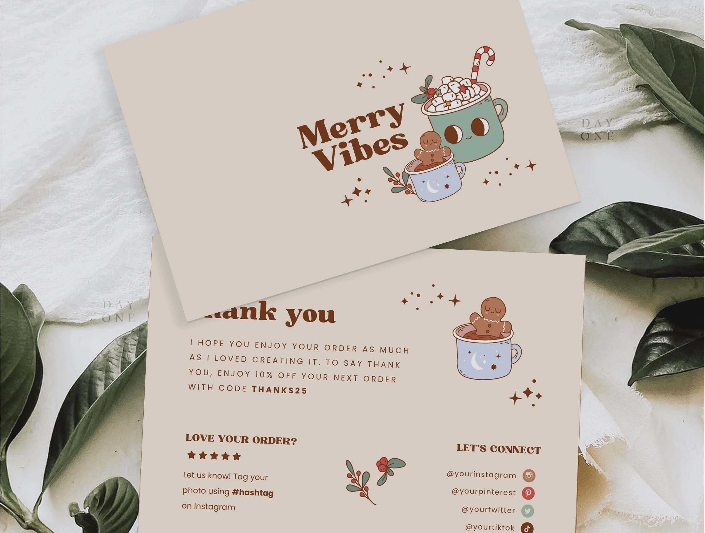 Groovy Christmas Thank You Card, Editable Business Thank You Template ...