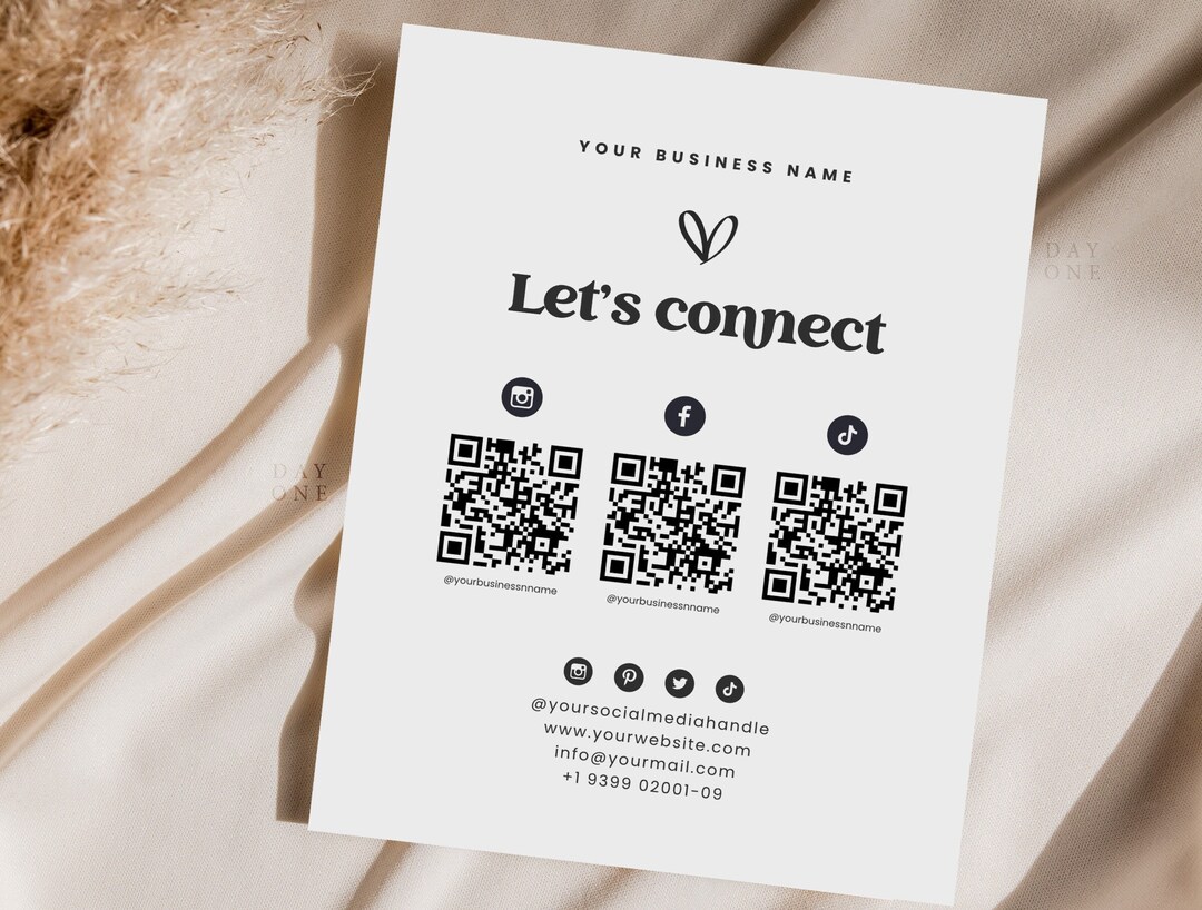 Social Media Business Sign Template Canva With QR Code, DIY Follow Us ...